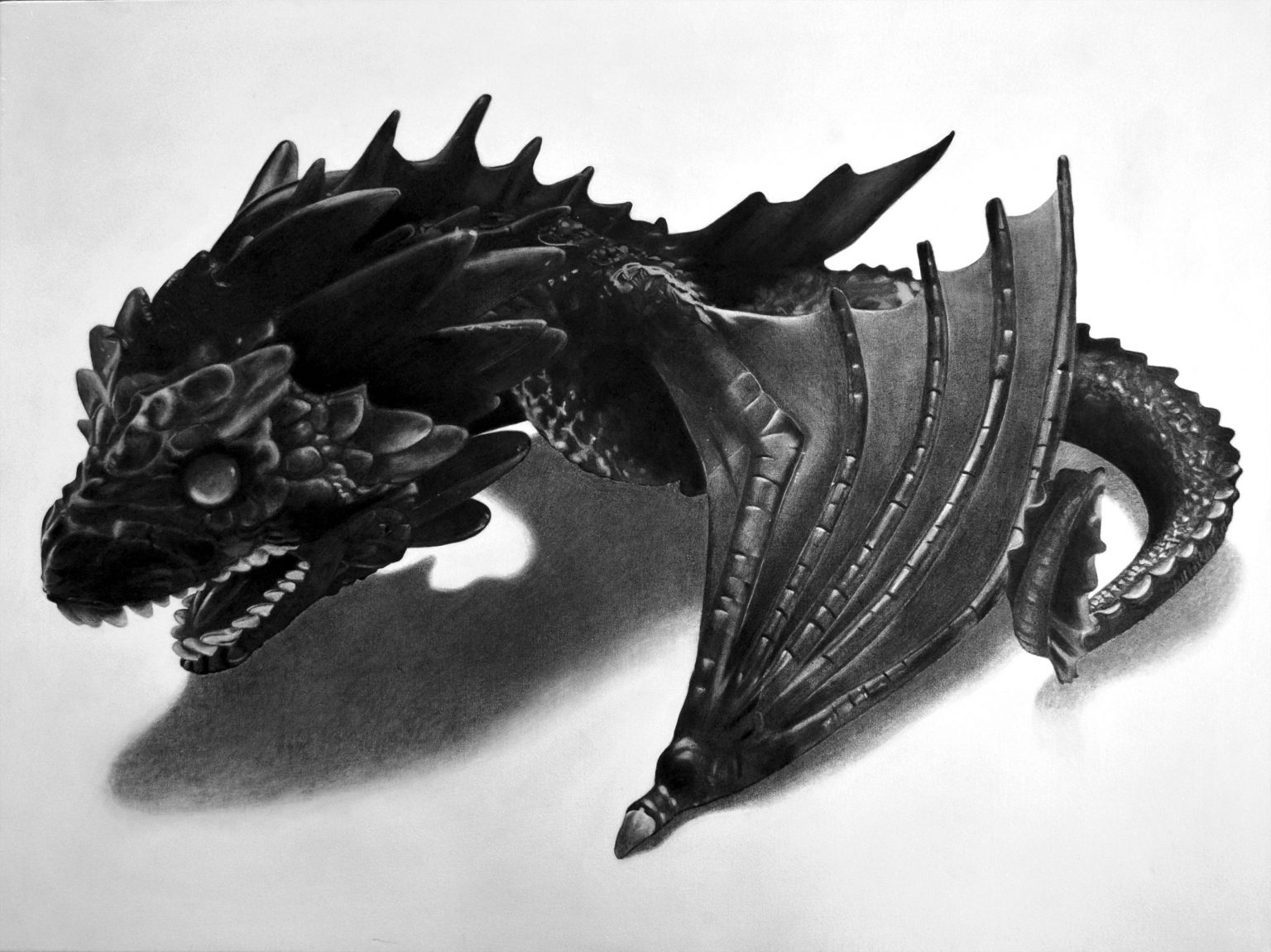 Drogon Charcoal Drawing on Canvas - Jacquie Hughes
